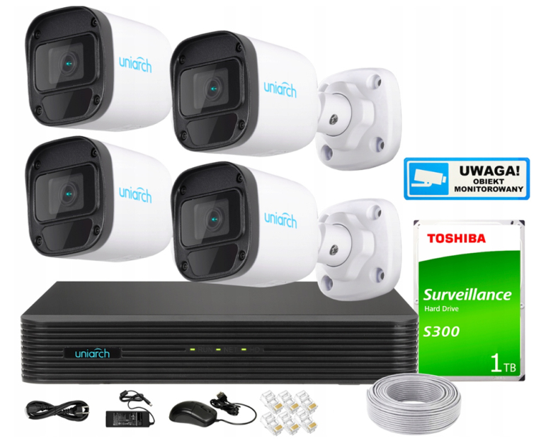 Zestaw Monitoringu IP 4Mpx 4 Kamery IPC-B124-APF28 PoE, Mikrofon ...